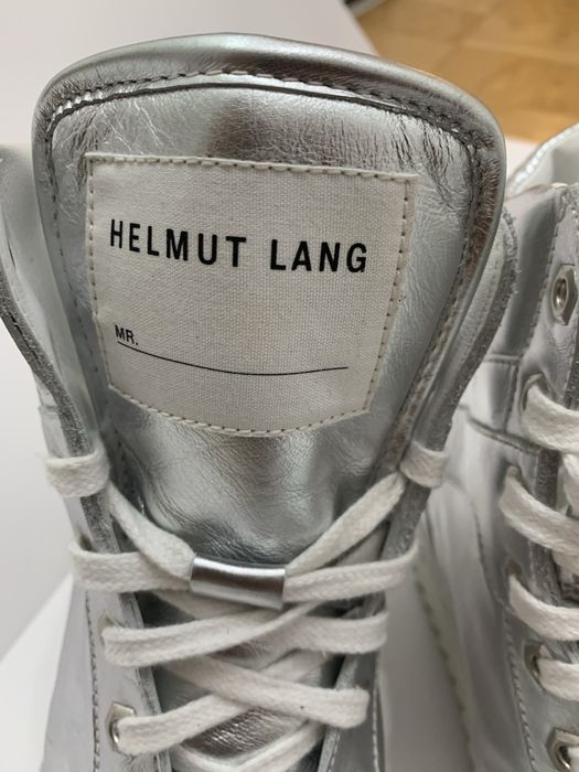 Helmut Lang HELMUT LANG METALLIC LEATHER HI-TOP SNEAKERS | Grailed