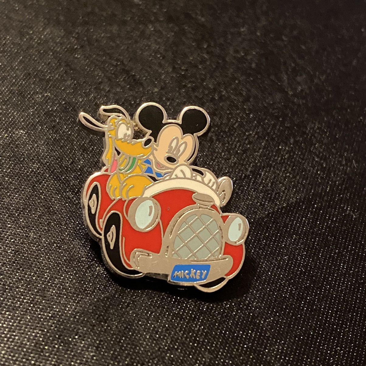 Vintage Vintage 1” Disney x AAA Mickey Mouse & Pluto In a Car Pin | Grailed