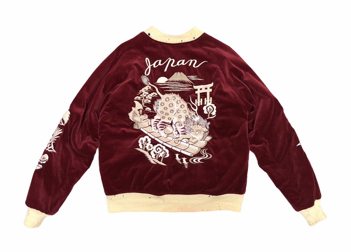 Pherrows Pherrows Velvet Dragon Shishi Ryu Torii Embroidered Sukajan | Grailed