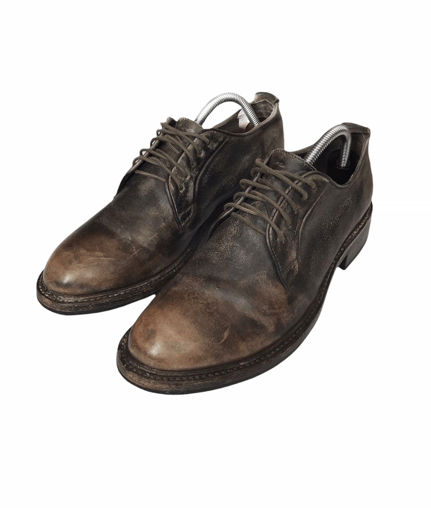 Shoto Handmade Shoto Italy distressed brown derby shoes | Grailed