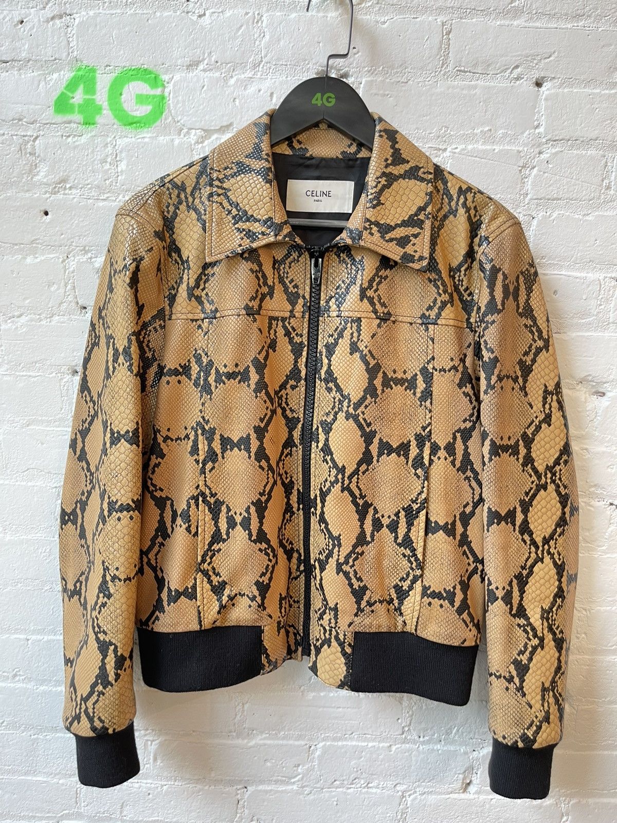 Celine × Hedi Slimane Celine SS20 RUNWAY PYTHON Embossed Bomber Leather ...