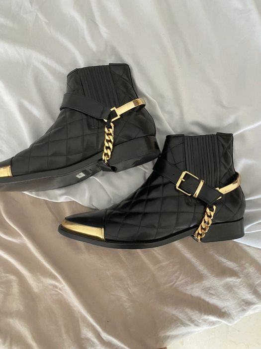 Balmain Golden Chain Boots in Black Color | Grailed