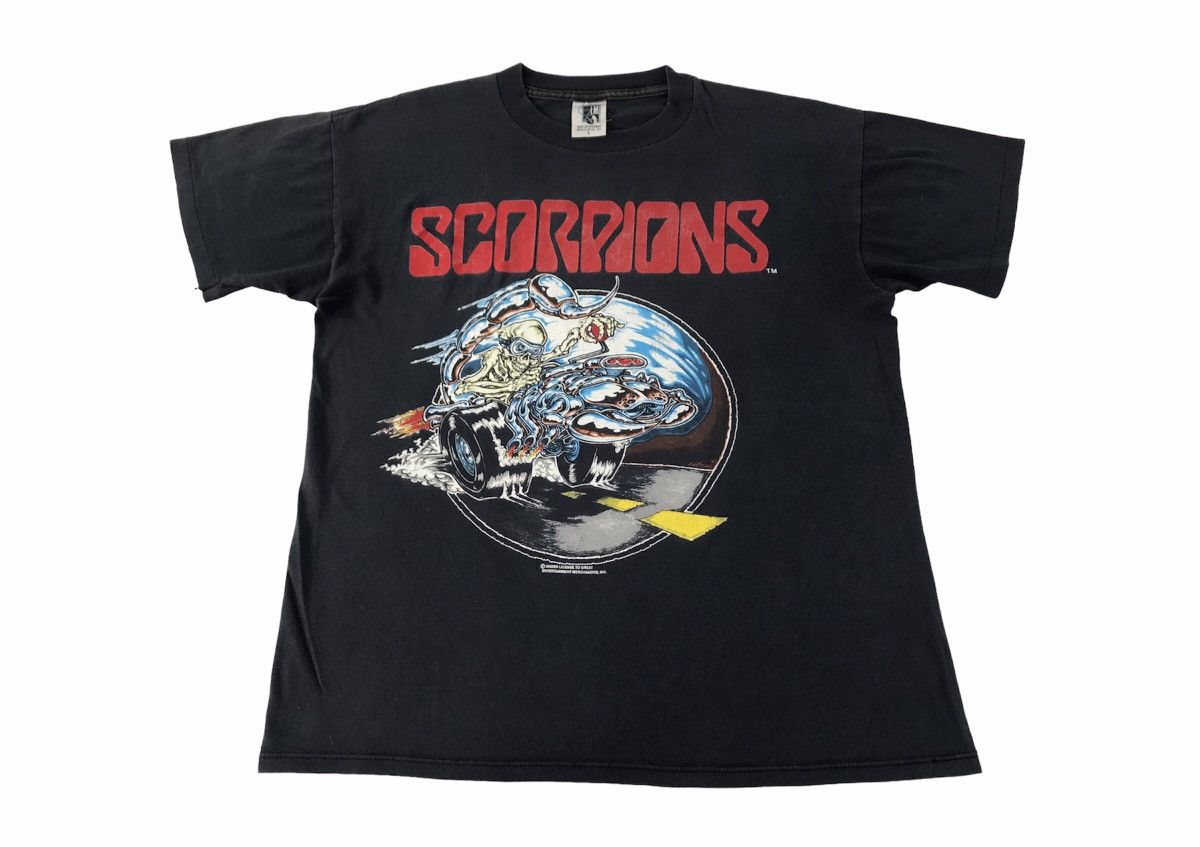 Band Tees × Streetwear × Vintage 90s GEM Scorpions Crazy Biker World ...