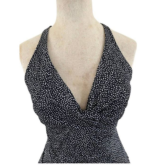Speedo Vintage Black White Polka Dot Bathing Swimsuit Sz 10 Speedo