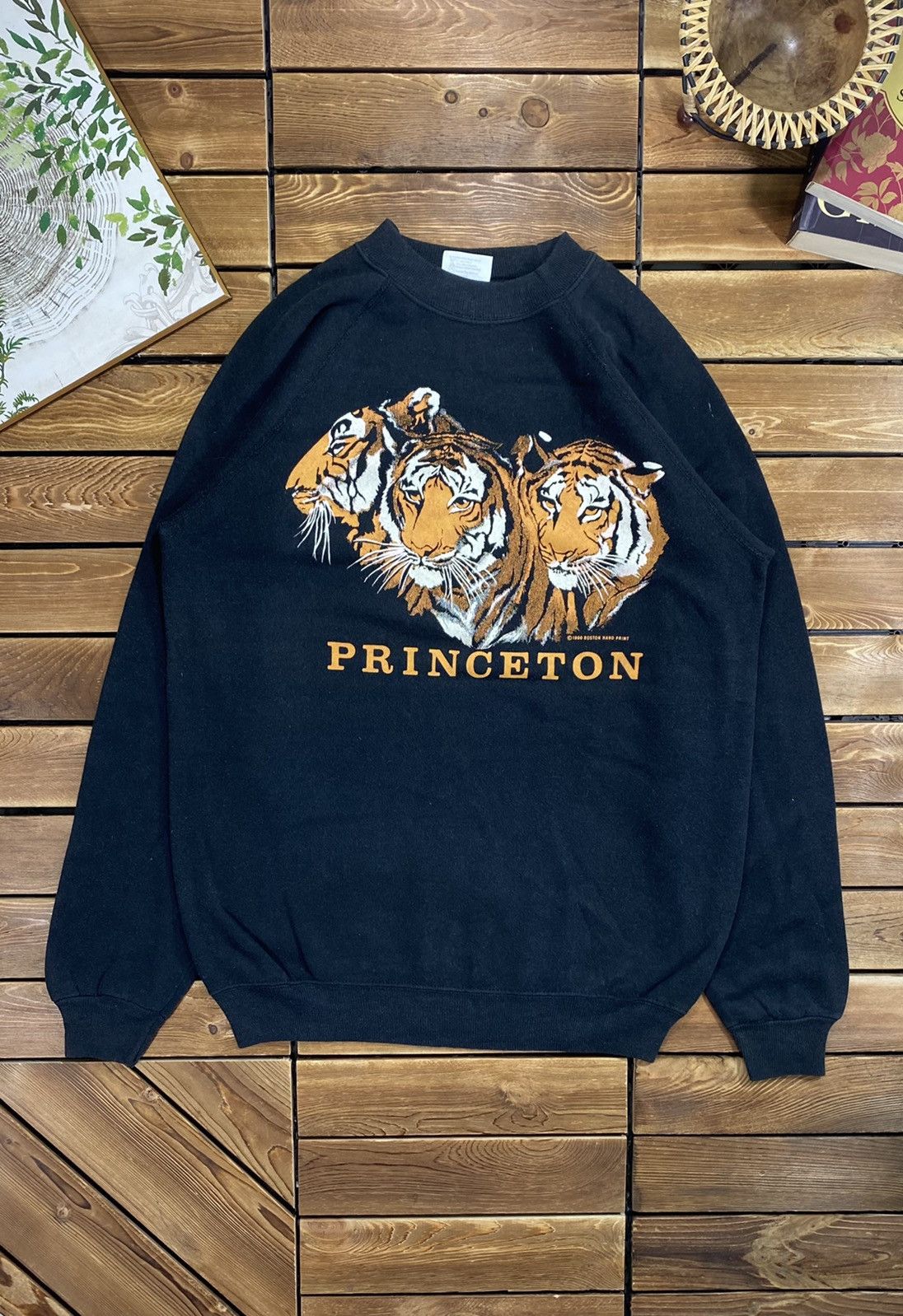 Vintage Vintage Princeton Tiger Big Logo 1990 Boston Hand Print M | Grailed