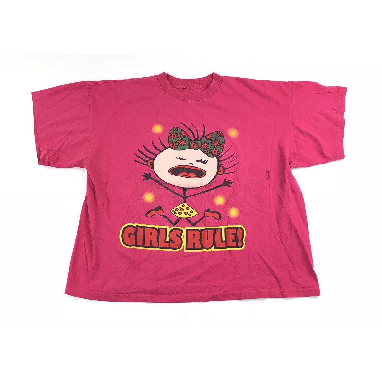 Pinko Vintage 90s Oversized T Shirt Stick Figure Girls Rule Graphic ...