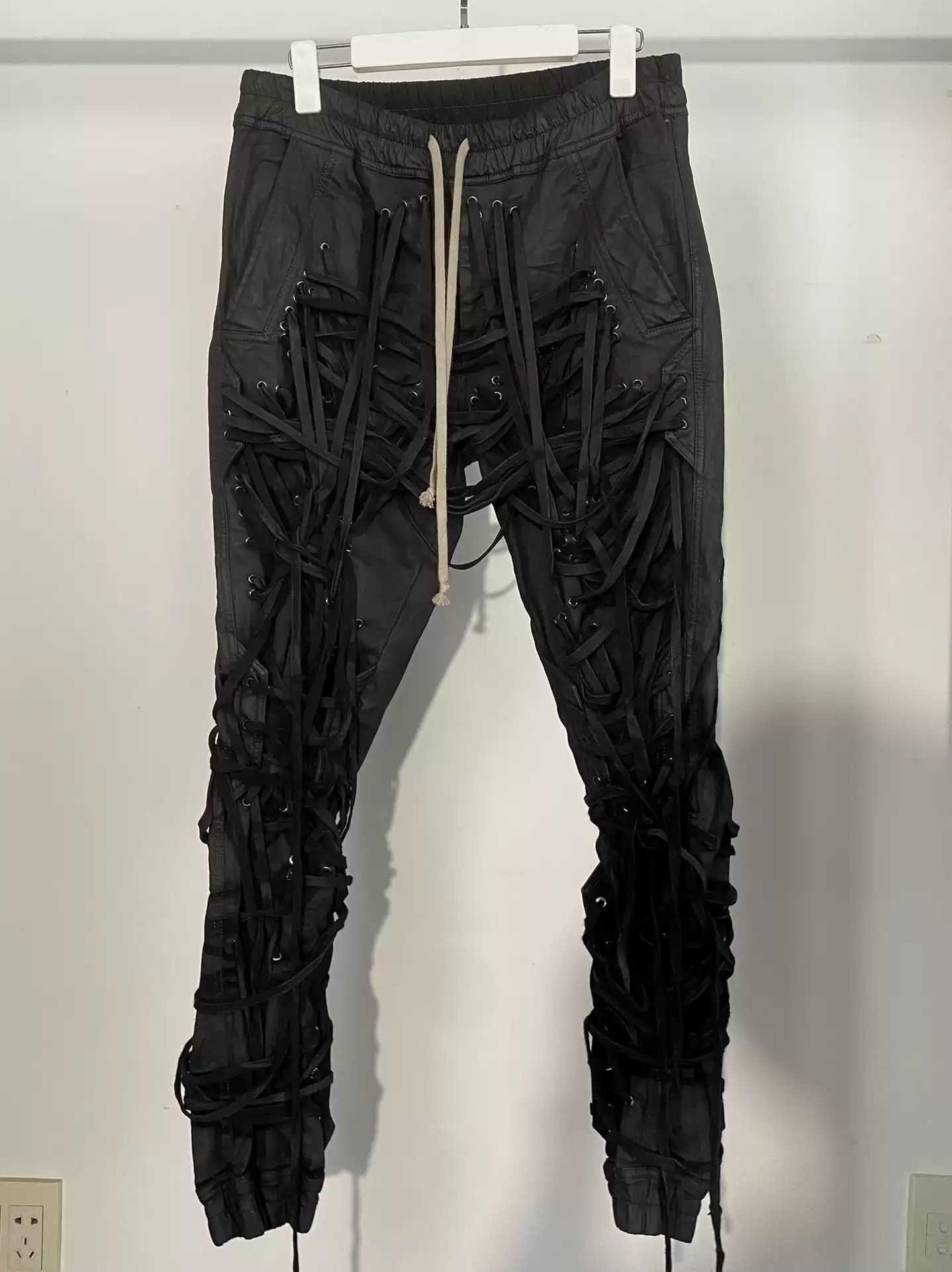 Rick Owens Rick Owens ro 20SS black wax strappy pants | Grailed
