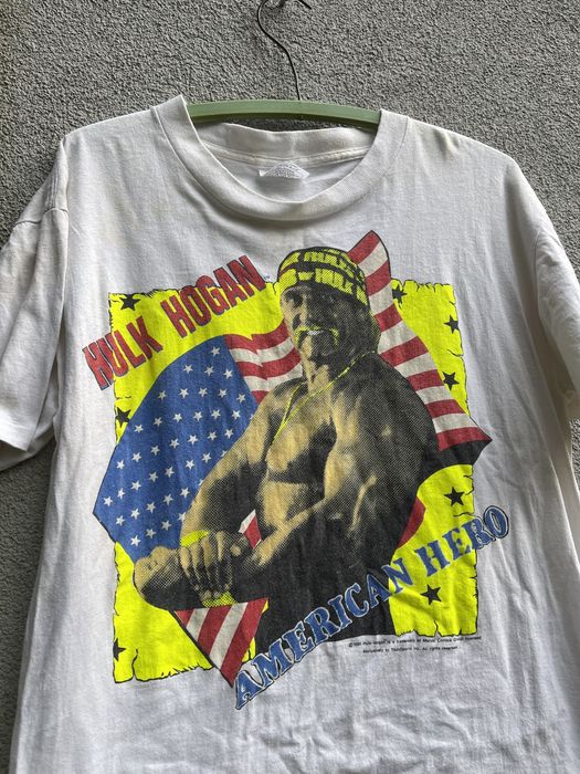 Vintage VINTAGE 90s WWF HULK HOGAN AMERICAN HERO TEE SHIRT | Grailed