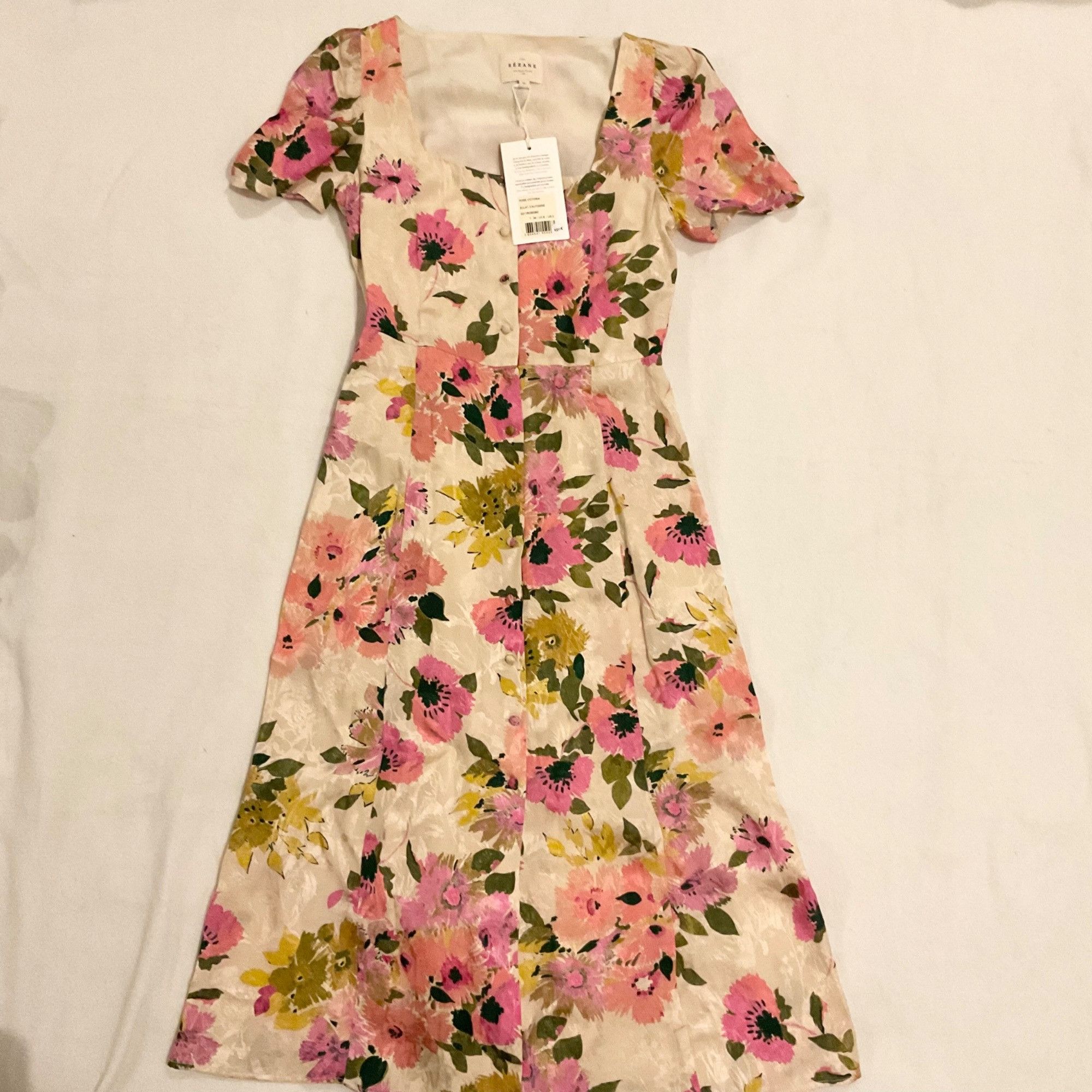 Sezane RARE NWT SÉZANE VICTORIA Midi dress Autumn Glow Pink floral ...