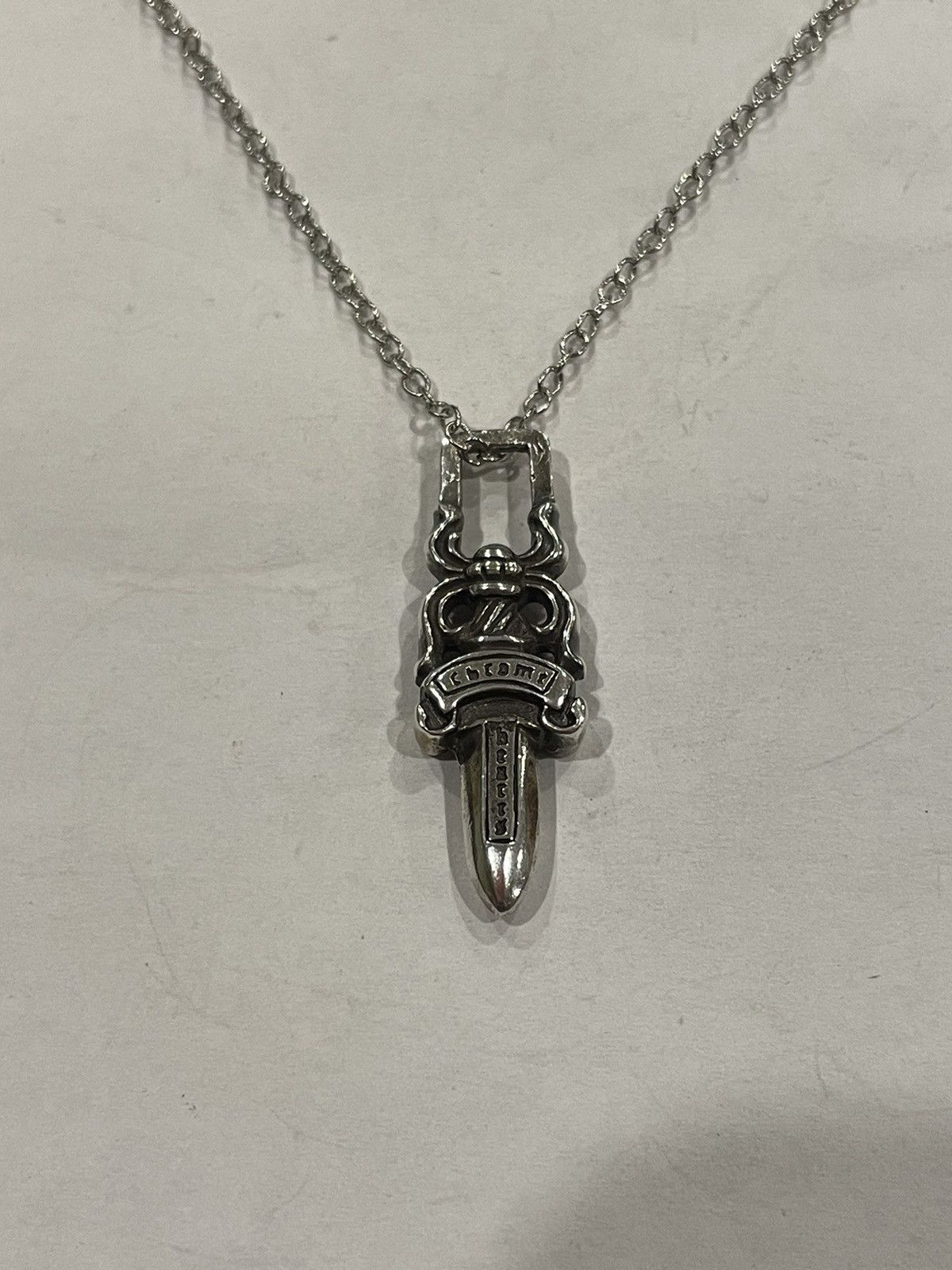 Chrome Hearts RARE Chrome Hearts Dagger Pendant Silver Roll Chain ...
