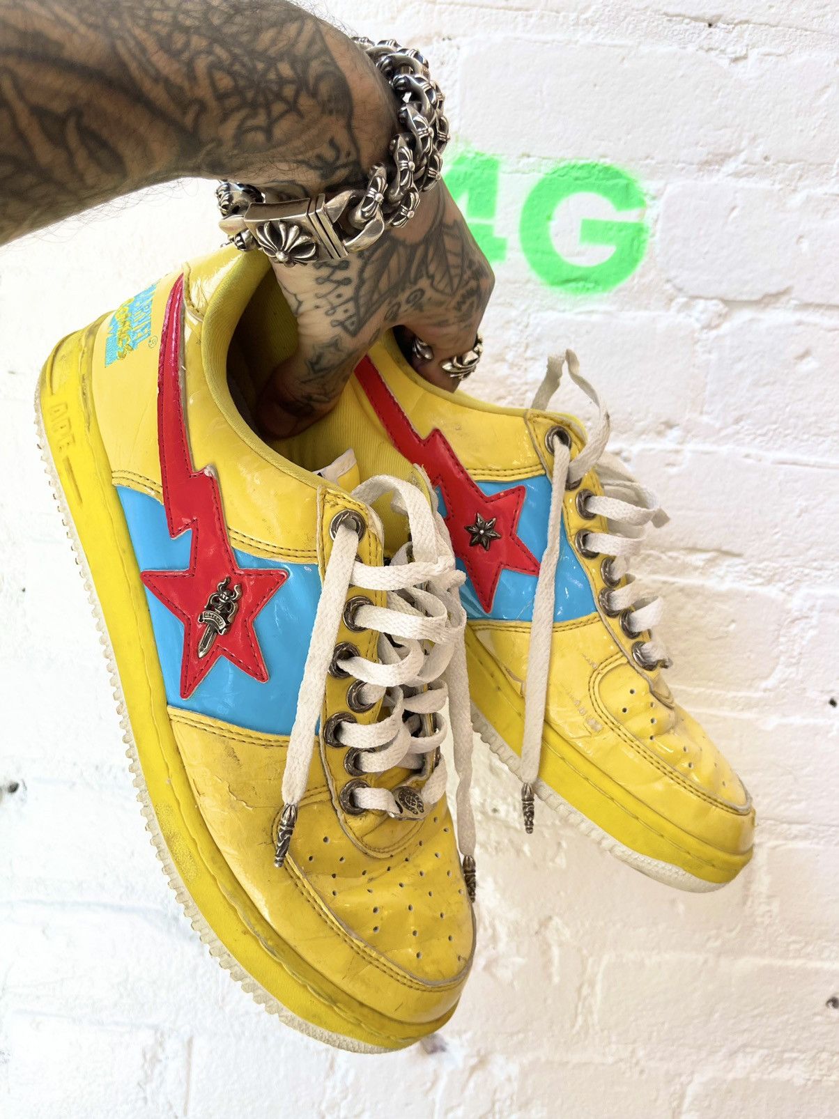 Bape × Chrome Hearts Chrome Hearts X Bape Bapesta Marvel 1/1 Sneakers ...