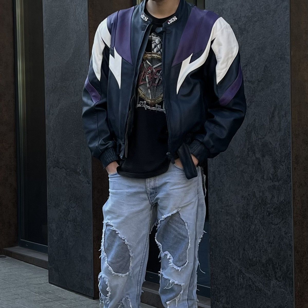 Vintage BADASS DRIP GENUINE LEATHER RACING JACKET | Grailed