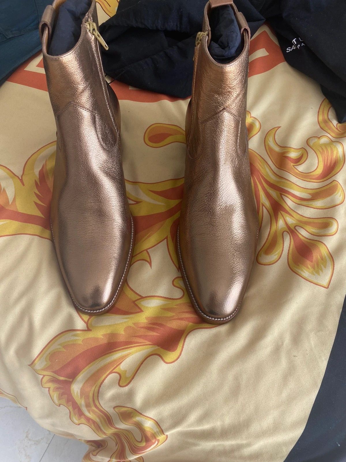 Saint Laurent Paris Wyatt metallic gold star boots | Grailed