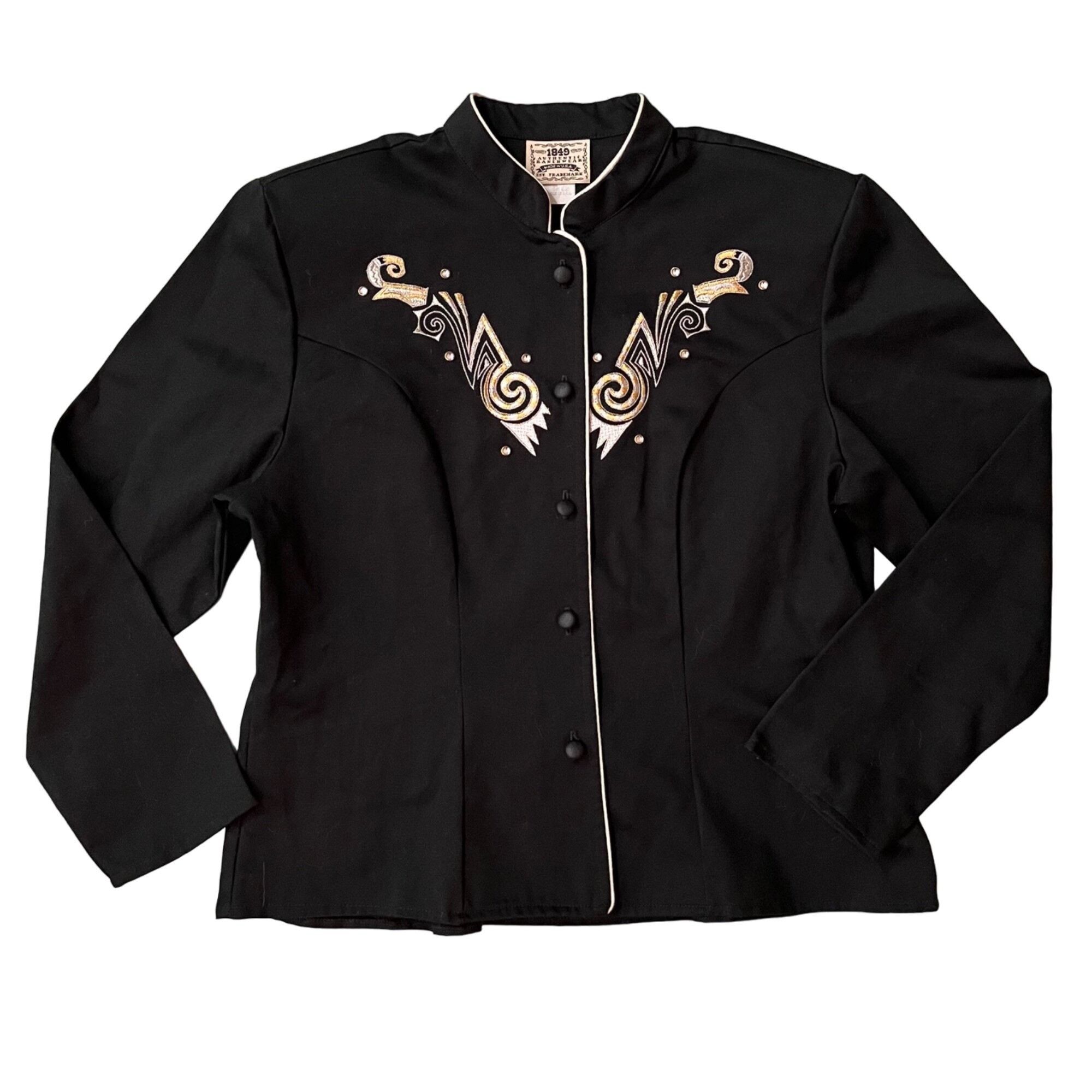Vintage VTG 90s Western Cowgirl L 1849 Authentic Ranchwear Black Jac ...