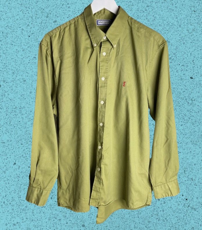 Vintage YSL vintage button up shirt with small logo | Grailed