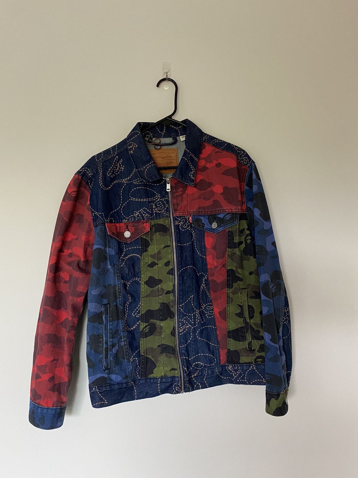 Bape × Levi's BAPE x LEVI'S Multi Color Denim Camo Jacket Grail | Grailed