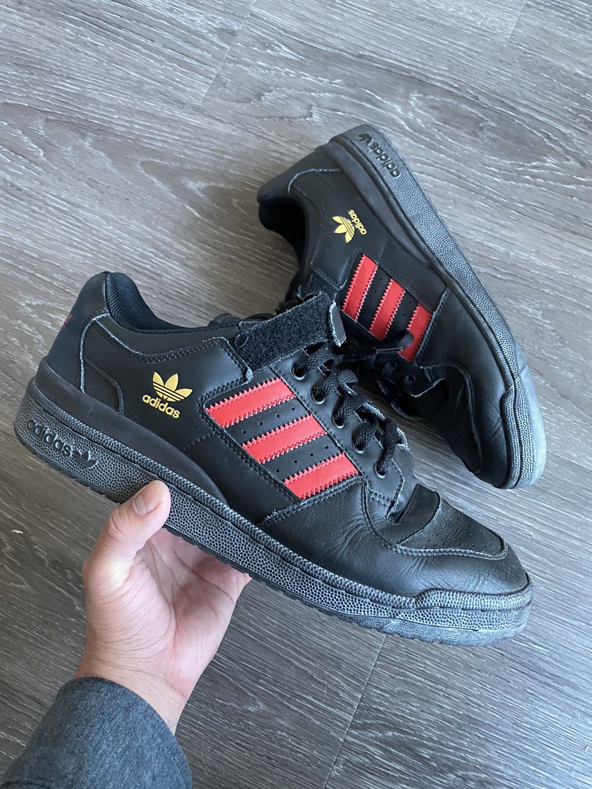 Adidas × Vintage Vintage 2003 Rare Adidas Forum Low Black Red Sneakers Shoes | Grailed