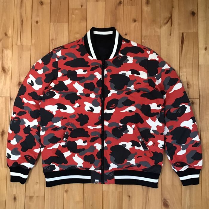 Bape 🔥Reversible🔥 MA-1 down bomber jacket warm up camo | Grailed