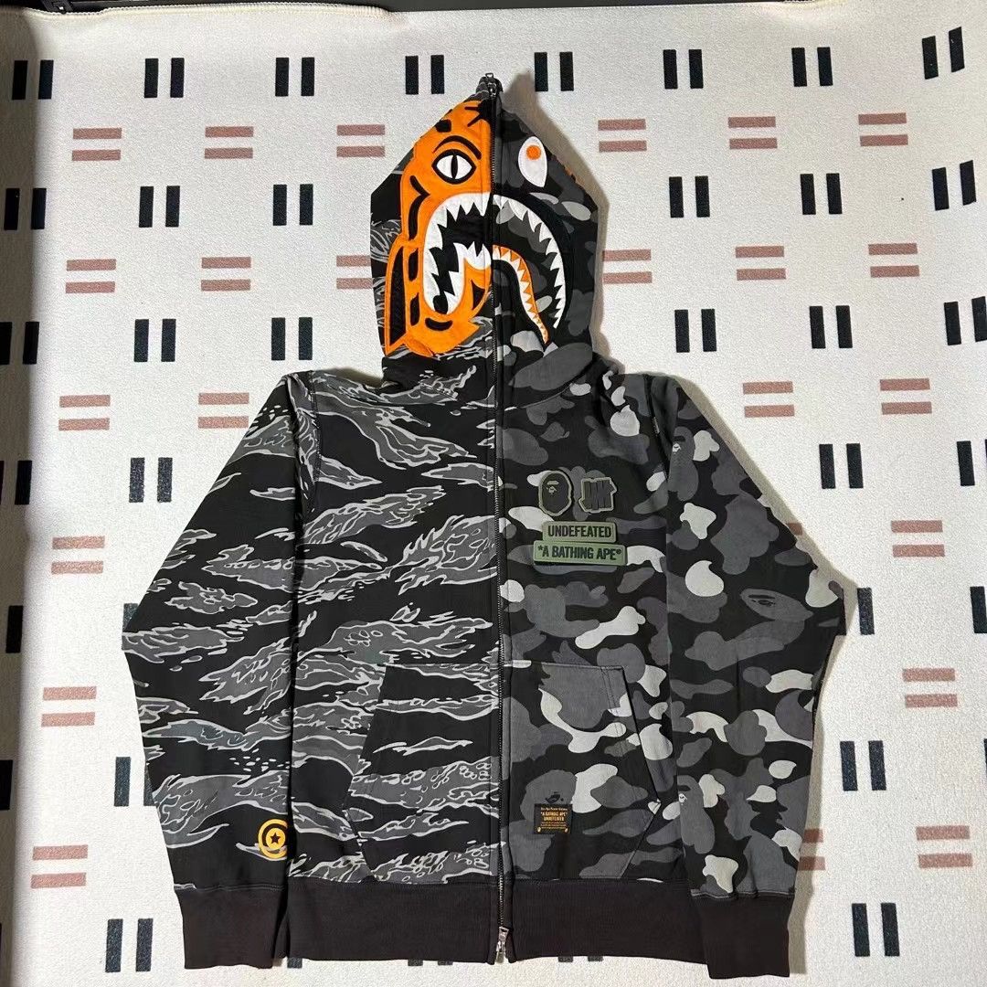 Bape × Undefeated BAPE x UNDFTD TIGER SHARK FULL ZIP HOODIE | Grailed