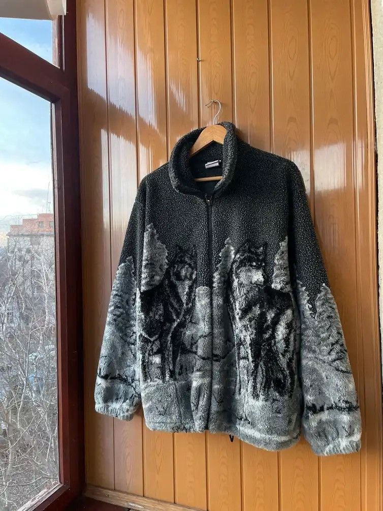 Vintage Vintage Wolf Jacket Teddy Fleece Jacket Y2K | Grailed