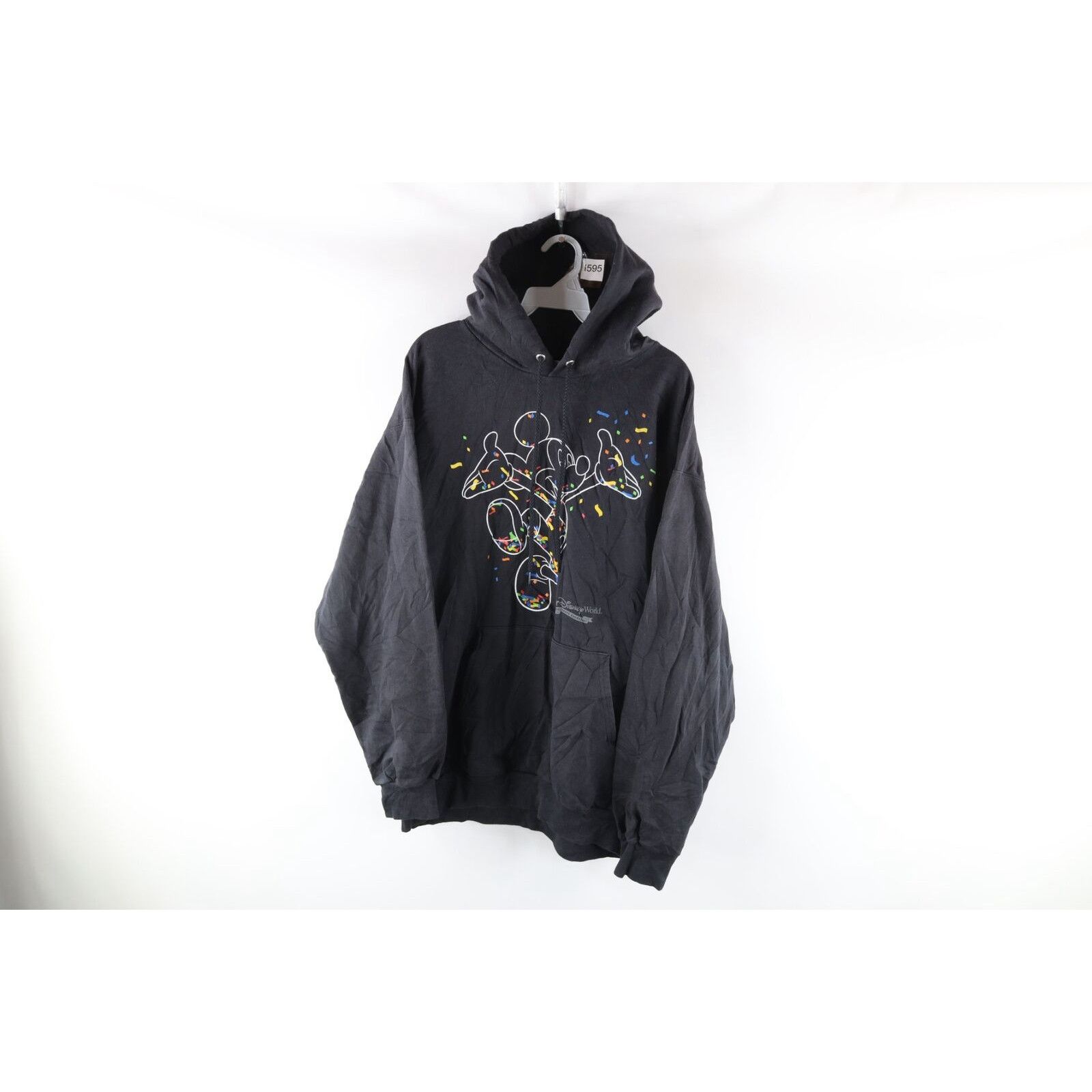 Disney Walt Disney World Mens Large Faded Mickey Mouse Rainbow Confetti ...