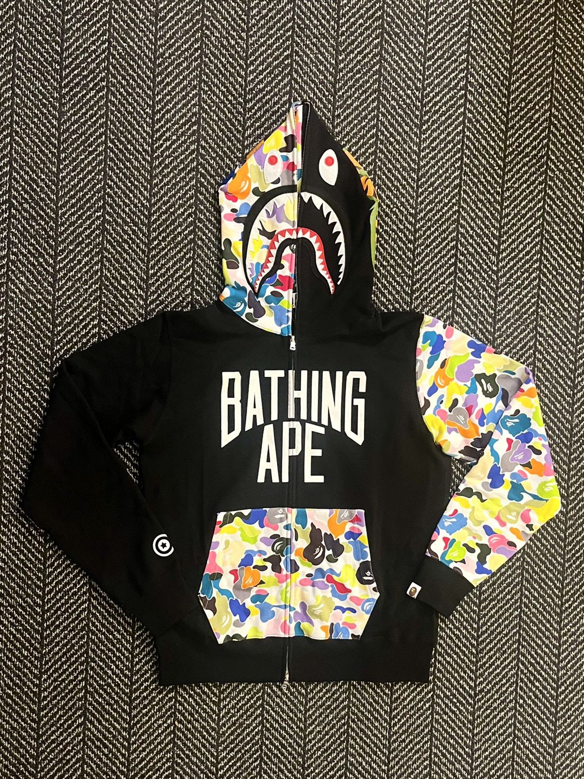Bape BAPE 20th Anniversary Multi Camo Shark Full Zip Hoodie | Grailed