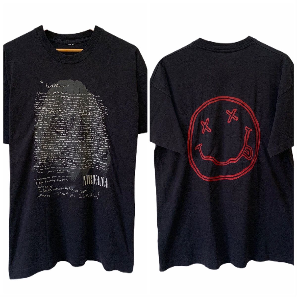 Kurt Cobain × Nirvana × Vintage RARE! VTG 90s KURT SUICIDE NOTE BODDAH ...