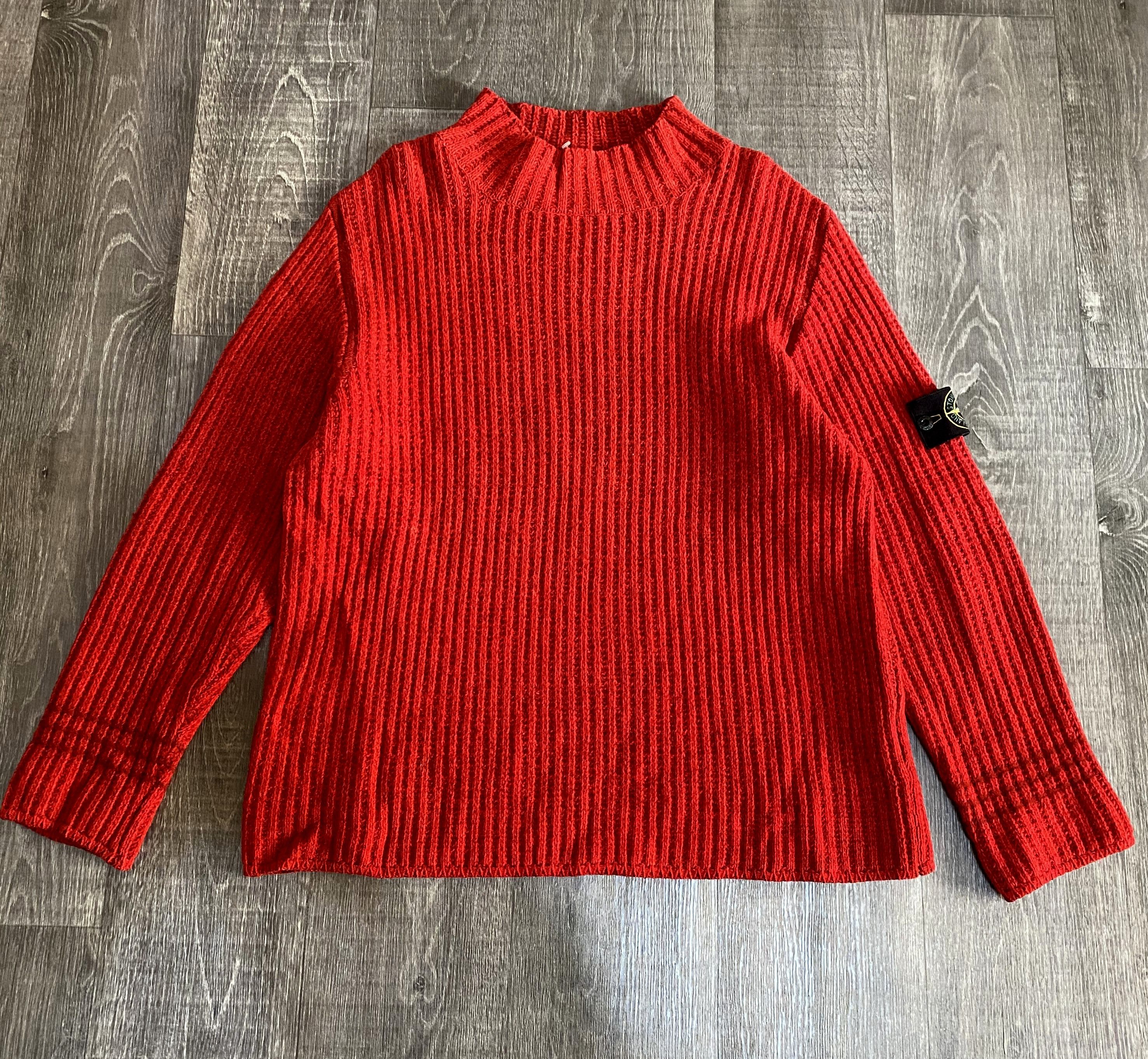 Stone Island RARE ICONIC Stone Island Vintage AW'03 Wool Red Sweater ...