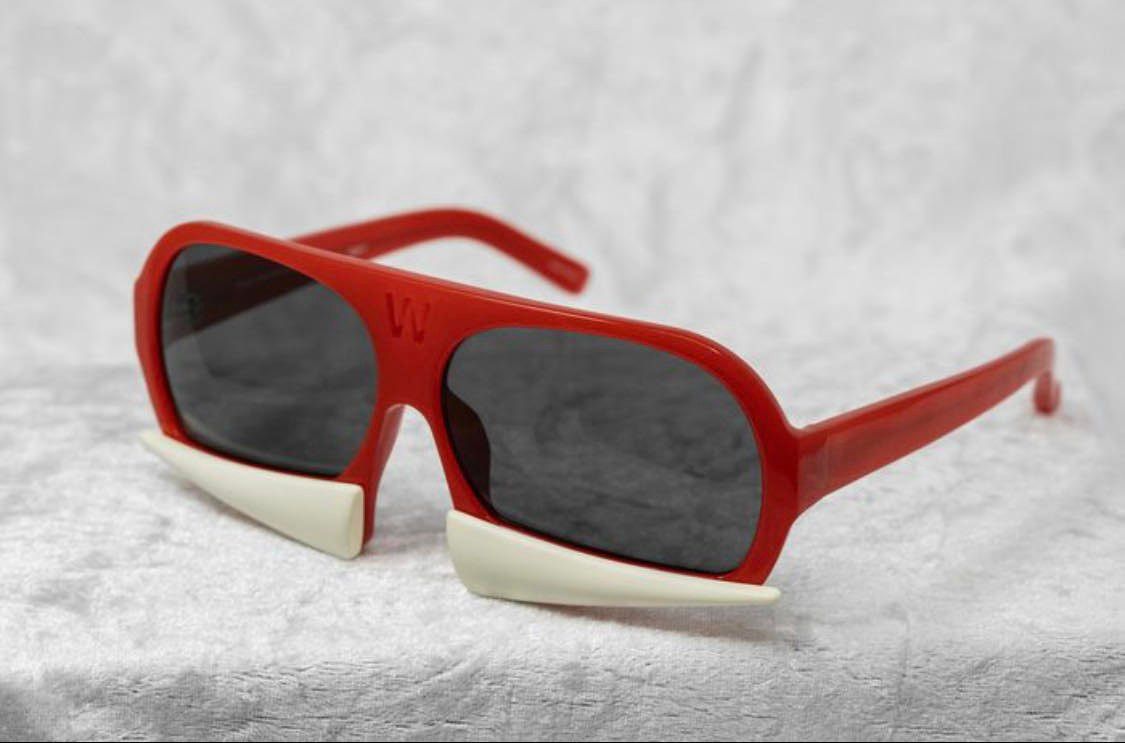 Walter Van Beirendonck Walter Van Beirendonck Red Aviator Ivory Bone Sunglasses | Grailed