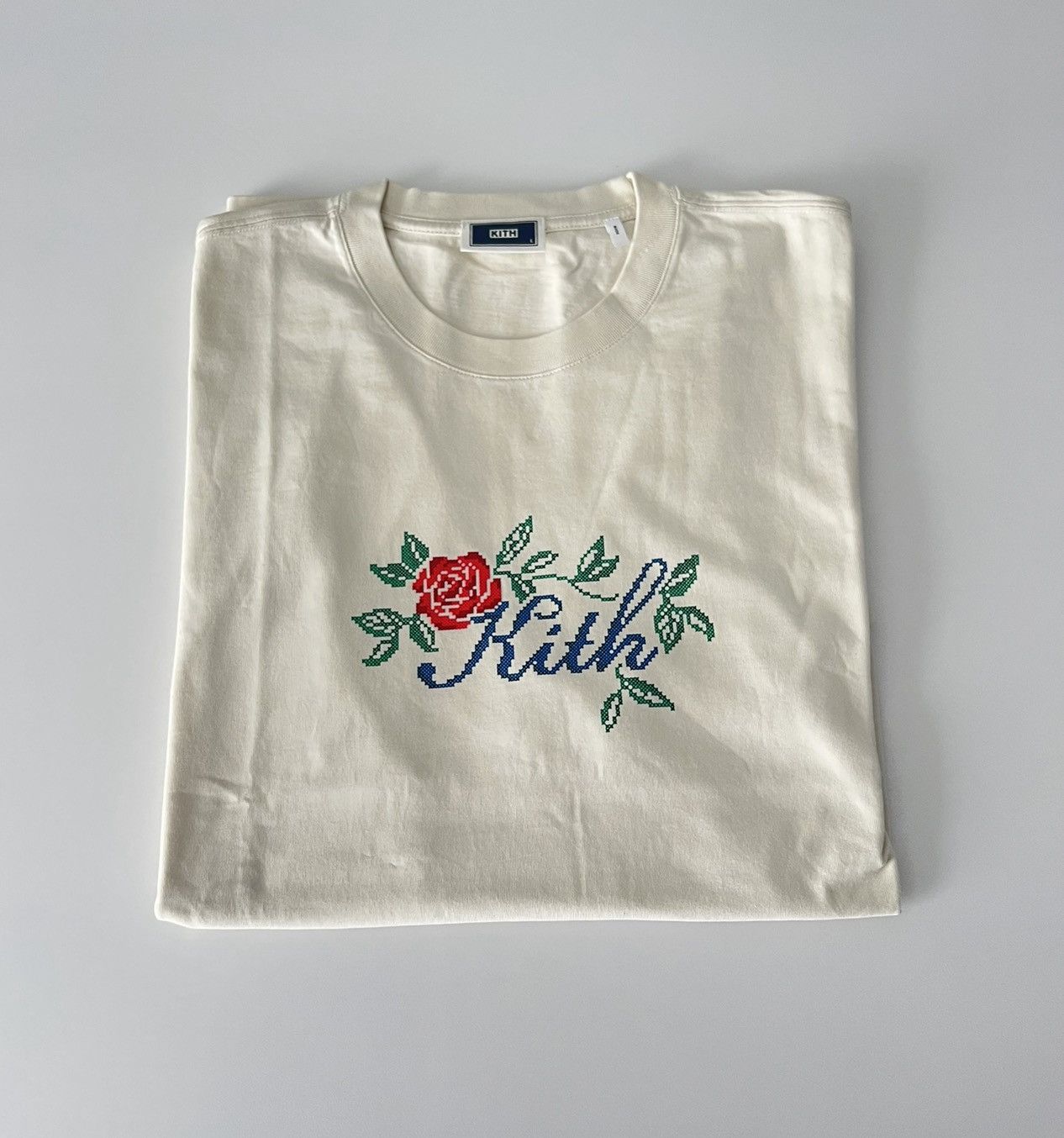 Kith Kith Script Needlepoint Tee | Grailed