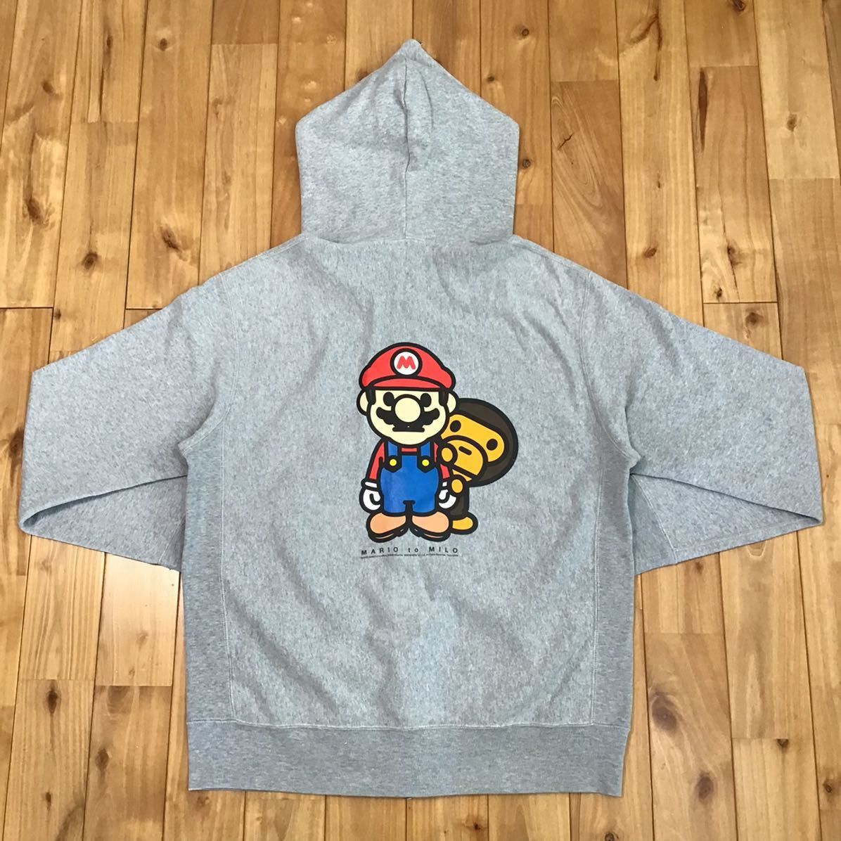 Bape BAPE×Nintendo Mario Milo Full Zip Hoodie Gray | Grailed