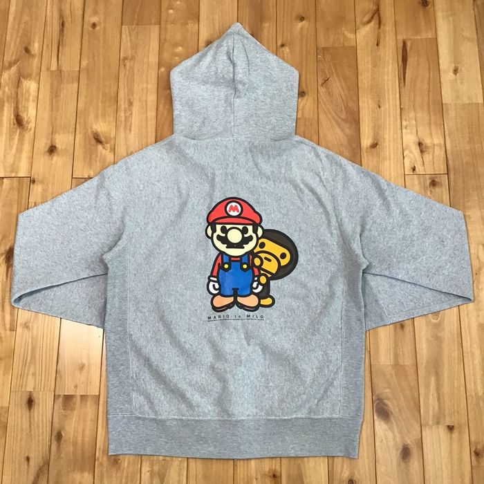 Bape BAPE×Nintendo Mario Milo Full Zip Hoodie Gray | Grailed