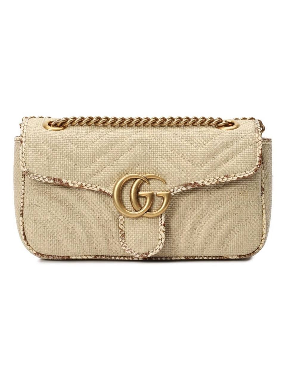 Gucci NEW! Gucci Marmont Logo Light Beige Bag | Grailed
