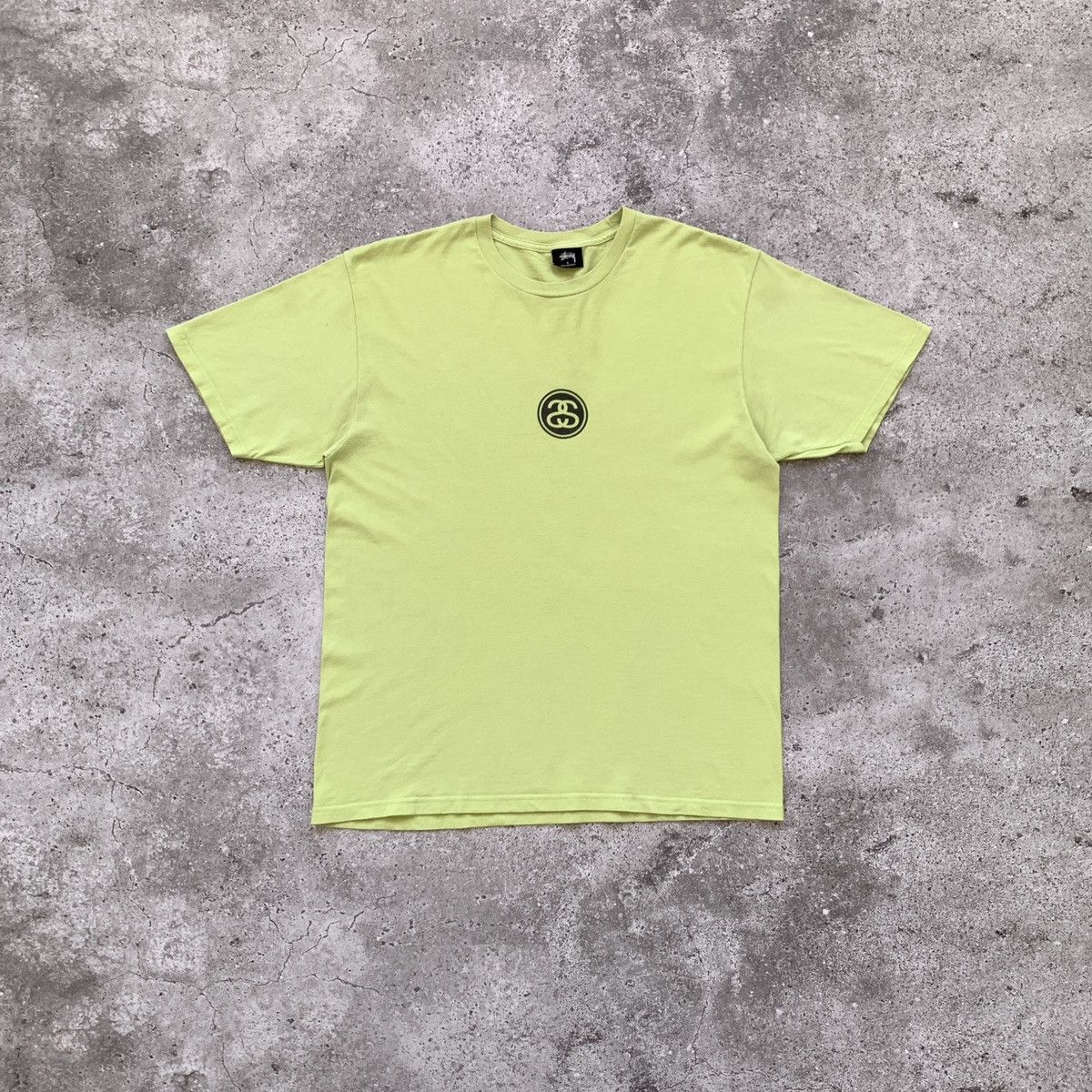 Stussy × Vintage Vintage Stussy 90s Rare Neon Green Logo Tee Shirt Y2K ...