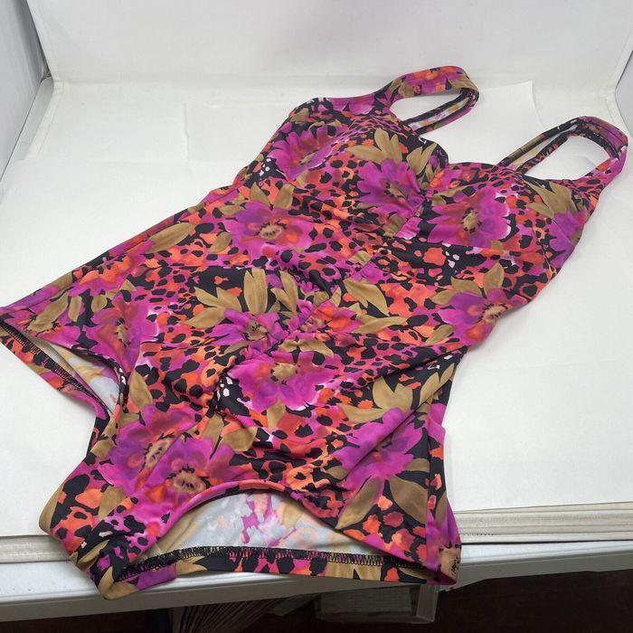 Vintage Maxine Of Hollywood One Piece W Skirt Floral Bathing Swim Suit