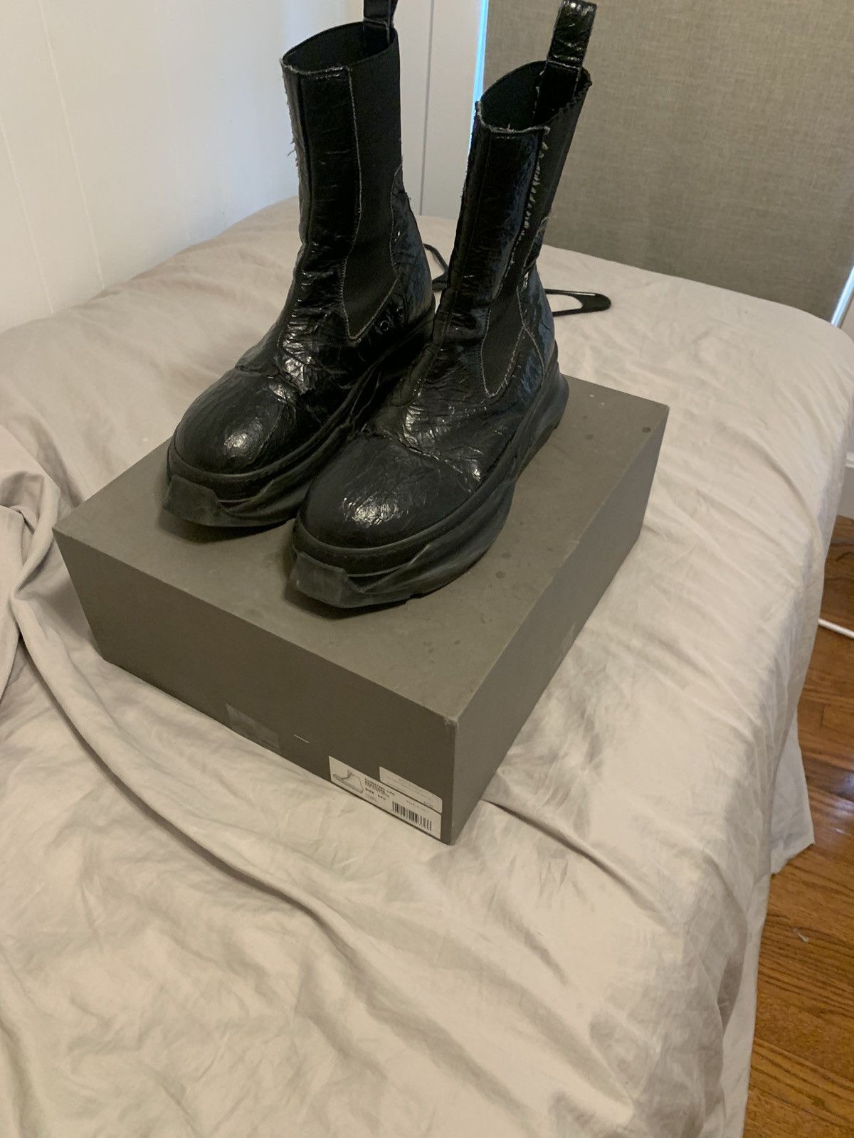 Rick Owens Rick Owens abstract foil beatle boots | Grailed