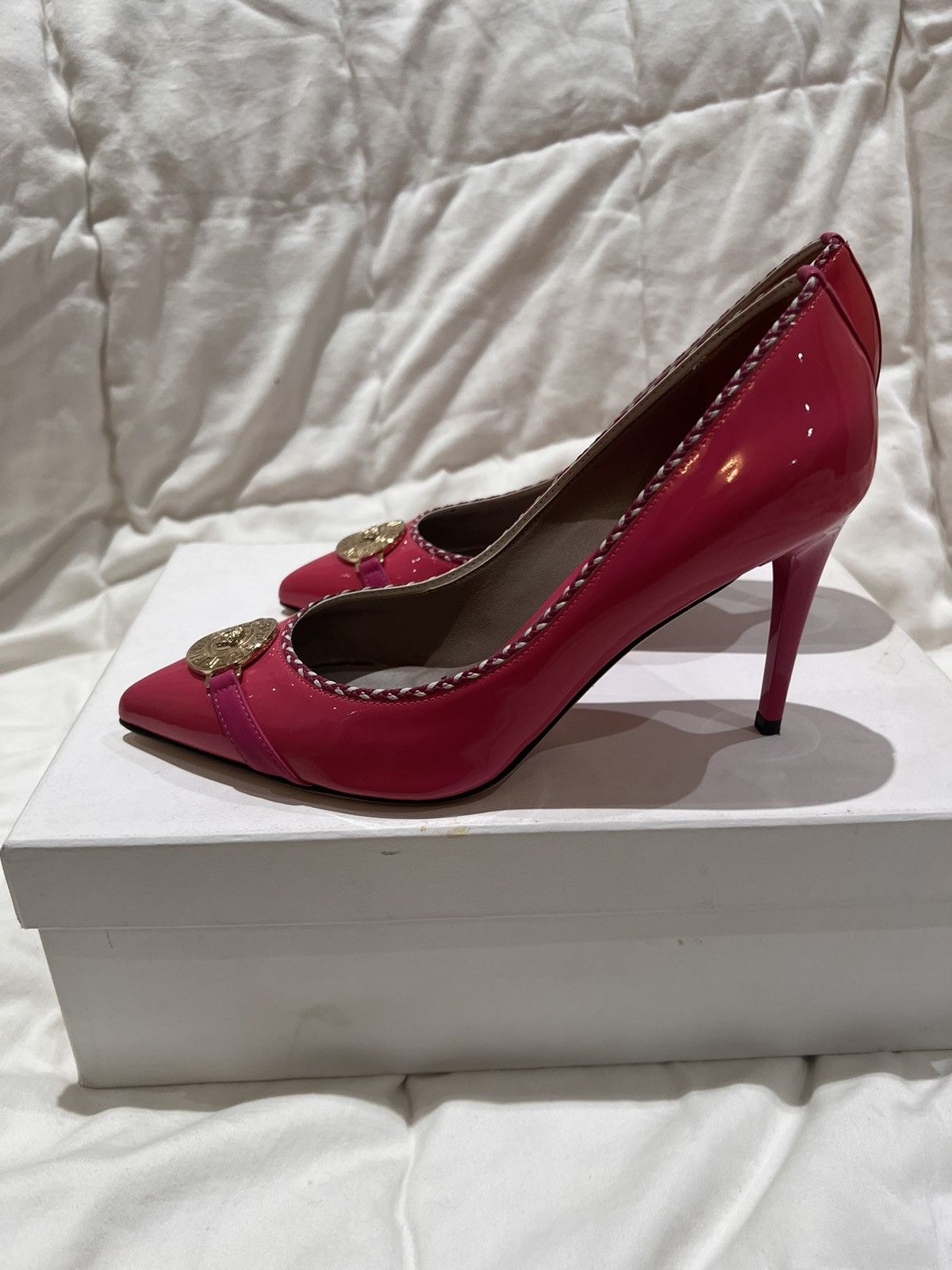 Designer × Versace × Vintage Vintage Versace Stilettos Pink With Medusa ...