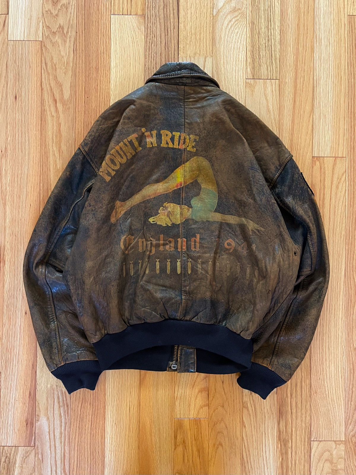 Avirex 1987 Avirex Mount ‘n Ride’ Hand Painted Bomber Jacket | Grailed