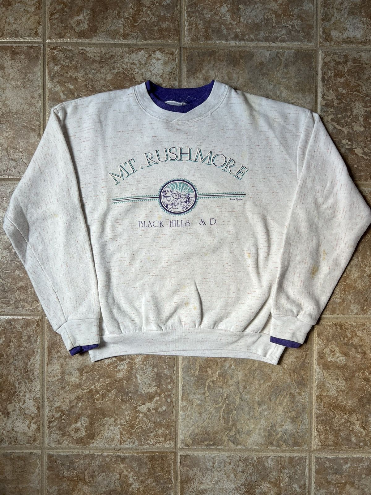 Streetwear × Vacation × Vintage Vintage 90’s Double Neck Puff Print Mount Rushmore Crewneck ...