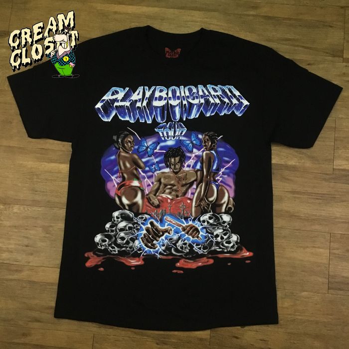 AWGE Playboi Carti AWGE 2017 Airbrushed Tour Merch Tee in Black | Grailed