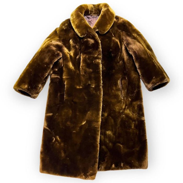 Vintage STUNNING Vintage 80s Beaver FUR Heavy Glam Long Coat Womens ...