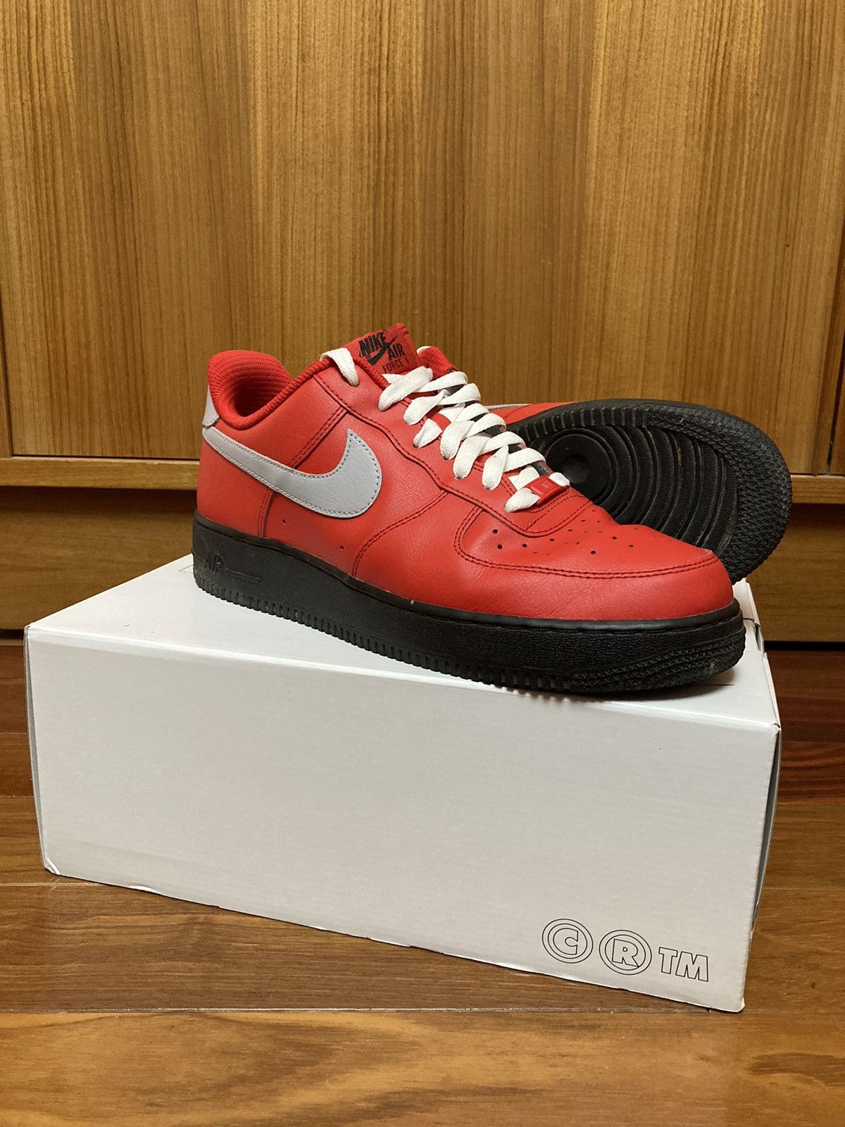 Nike Air Force 1 red black inspired by Virgil OW AF1 Nike ID | Grailed