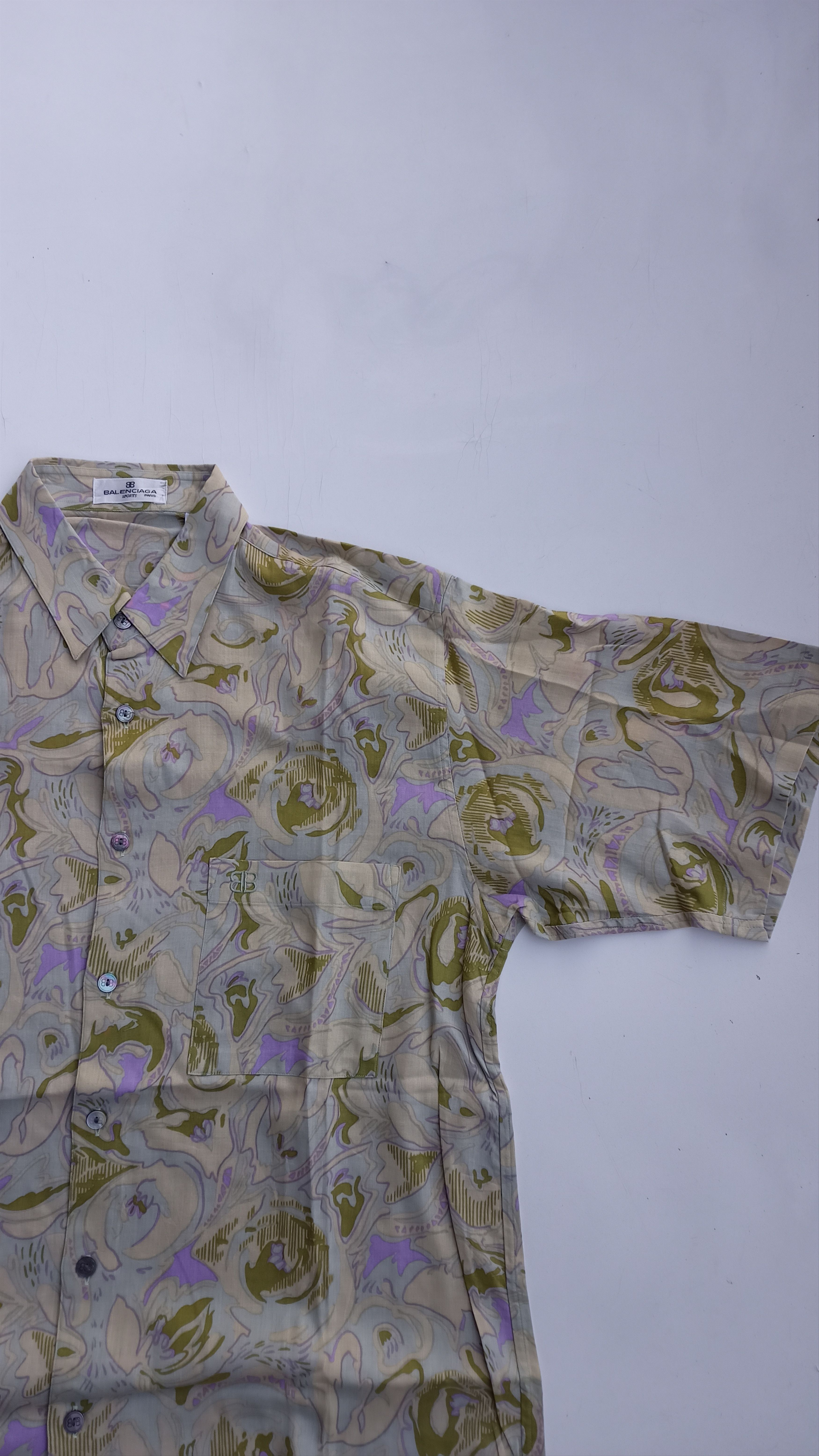 Balenciaga × Vintage 80s Balenciaga Silk Shirt Pattern Paisley Full Print | Grailed