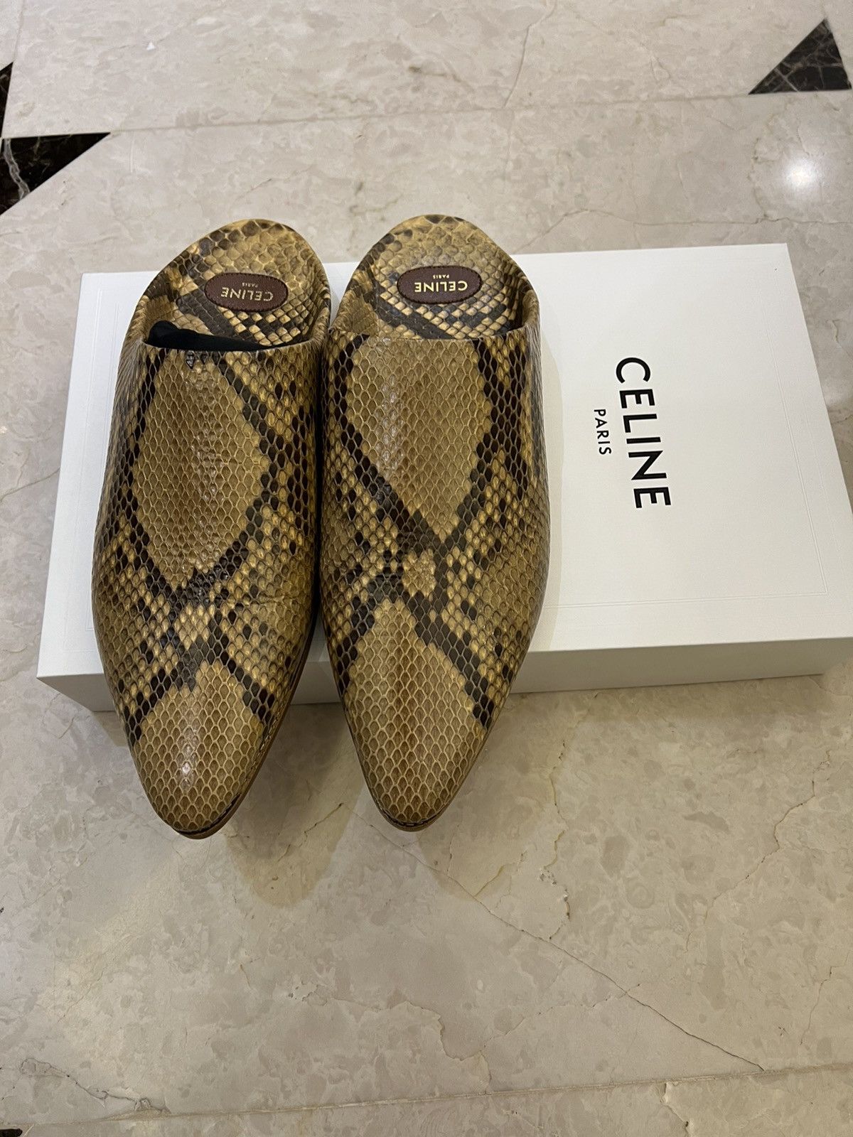 Celine Celine jacno babouche in shiny python | Grailed