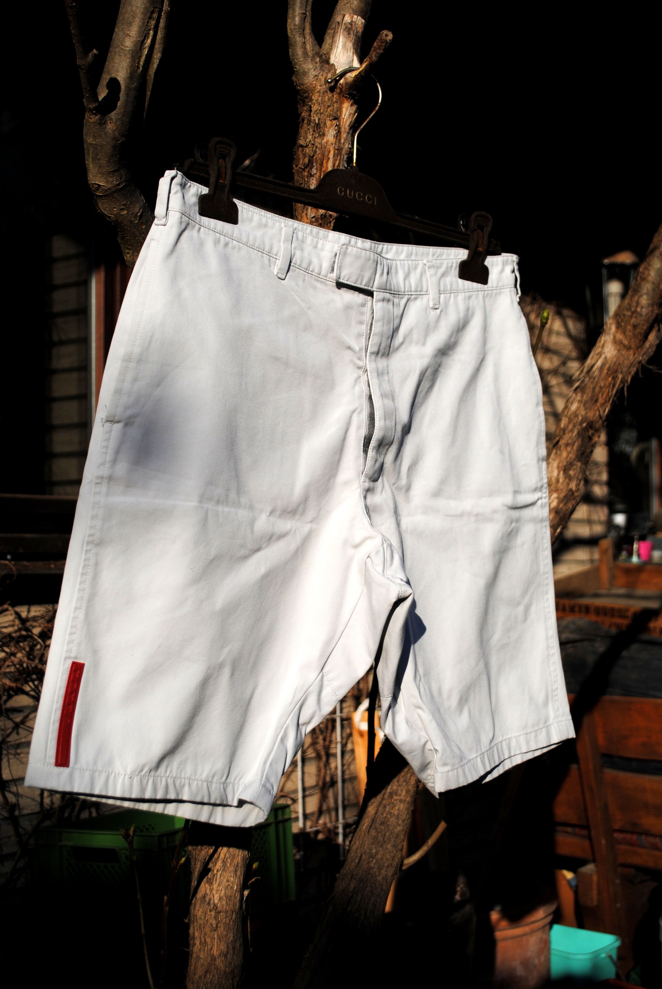 Prada White Linea Rossa Red Tab Velcro Shorts | Grailed