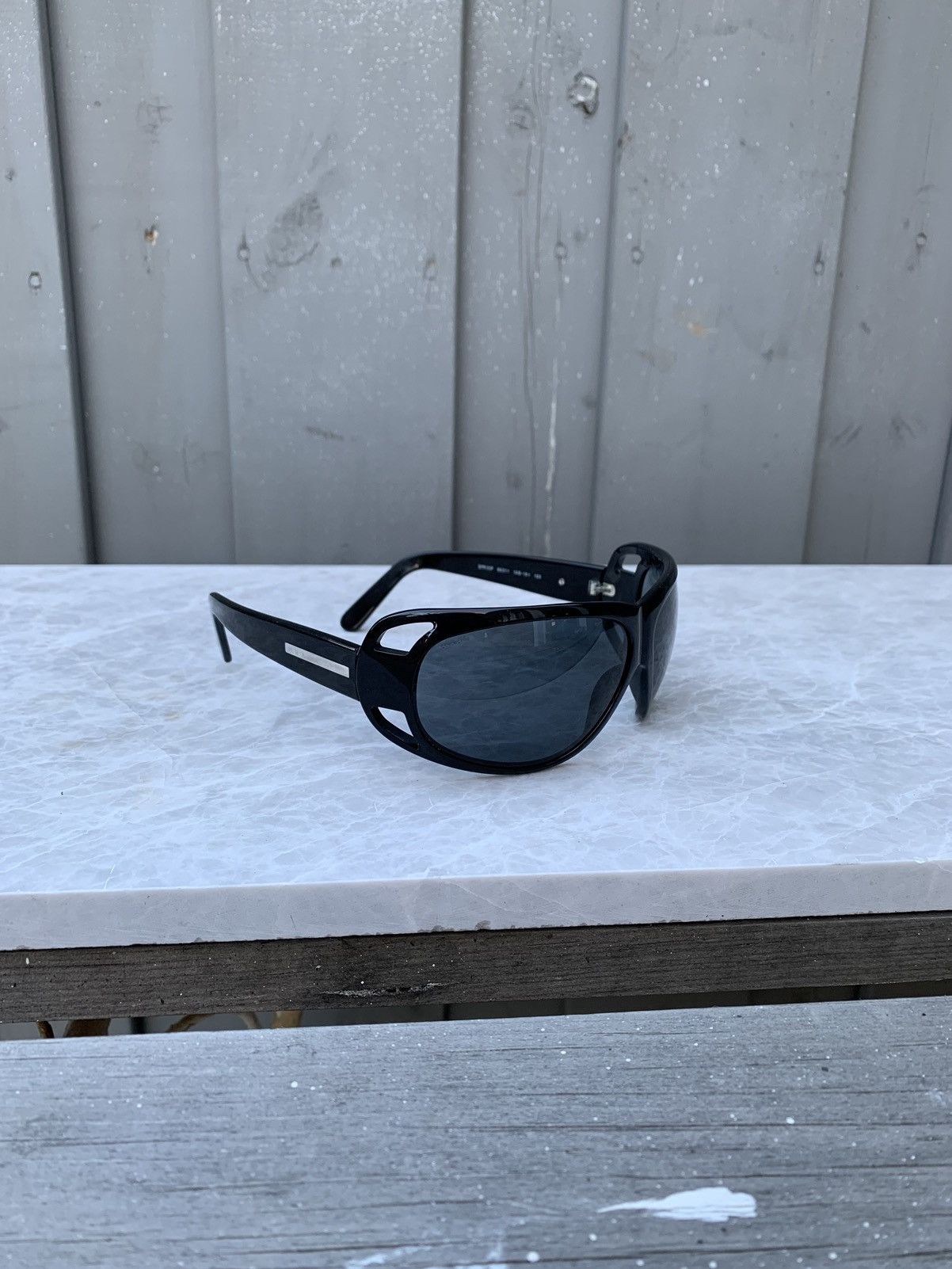 Prada × Vintage 2000s Prada Y2K Oversized Wrap Sunglasses 03F 2005 Bug ...