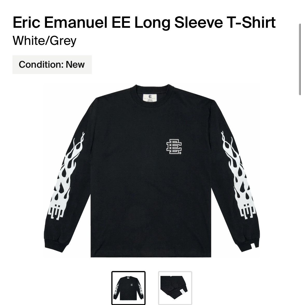 Eric Emanuel Eric Emanuel black long sleeve shirt with white flames ...