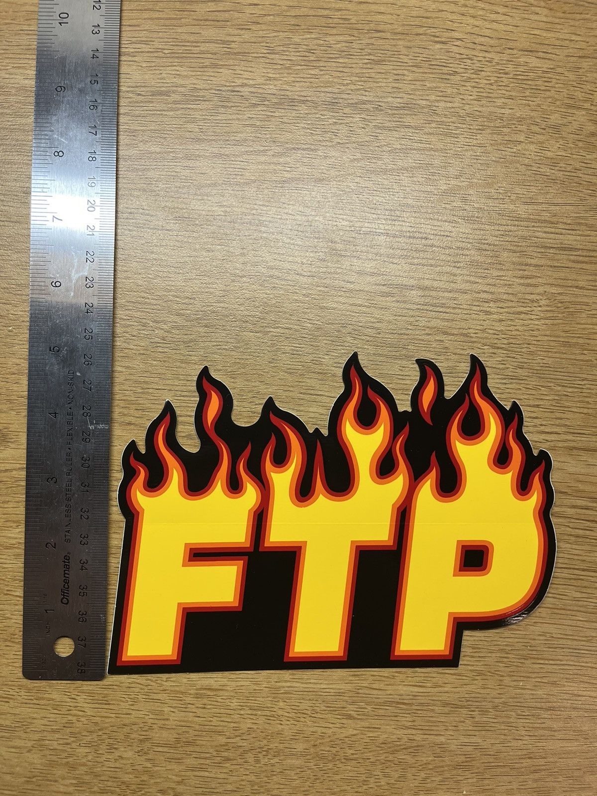 Fuck The Population × Thrasher FTP x Thrasher Flame Logo Jumbo Sticker ...