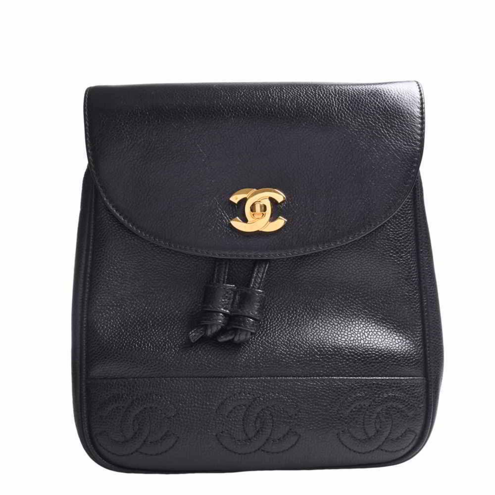 Chanel Chanel Caviar Skin Triple Coco Mark Chain Rucksack Backpack ...