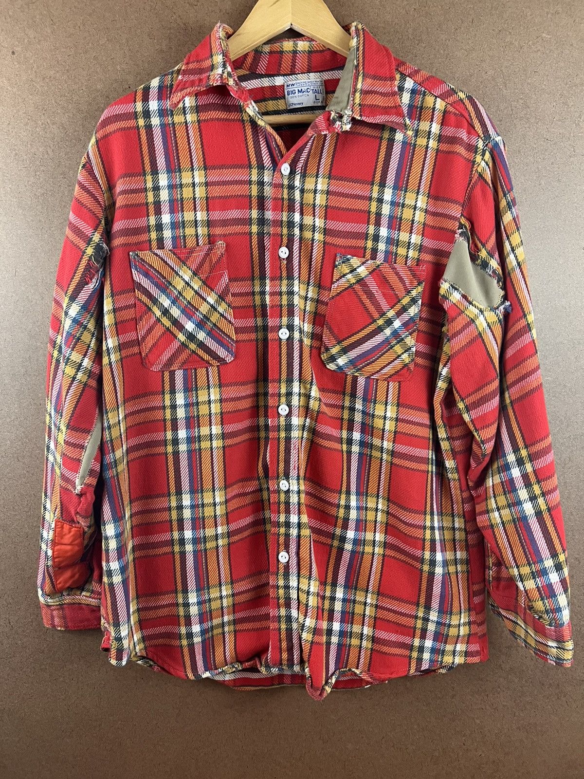 Vintage VTG 70s Distressed Big Mac Red Colorway Flannel w/ Repairs ...